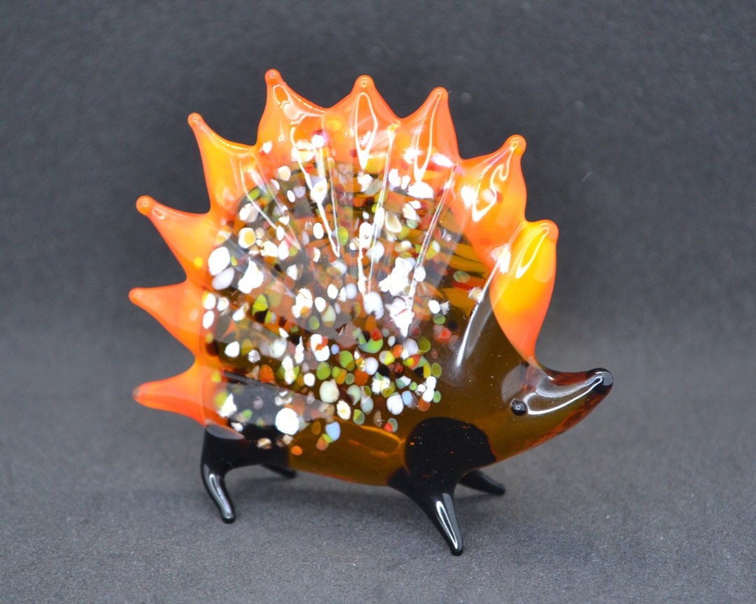 Art Glass Hedgehog Figurine - Collectible Glass Hedgehog Ornament ...