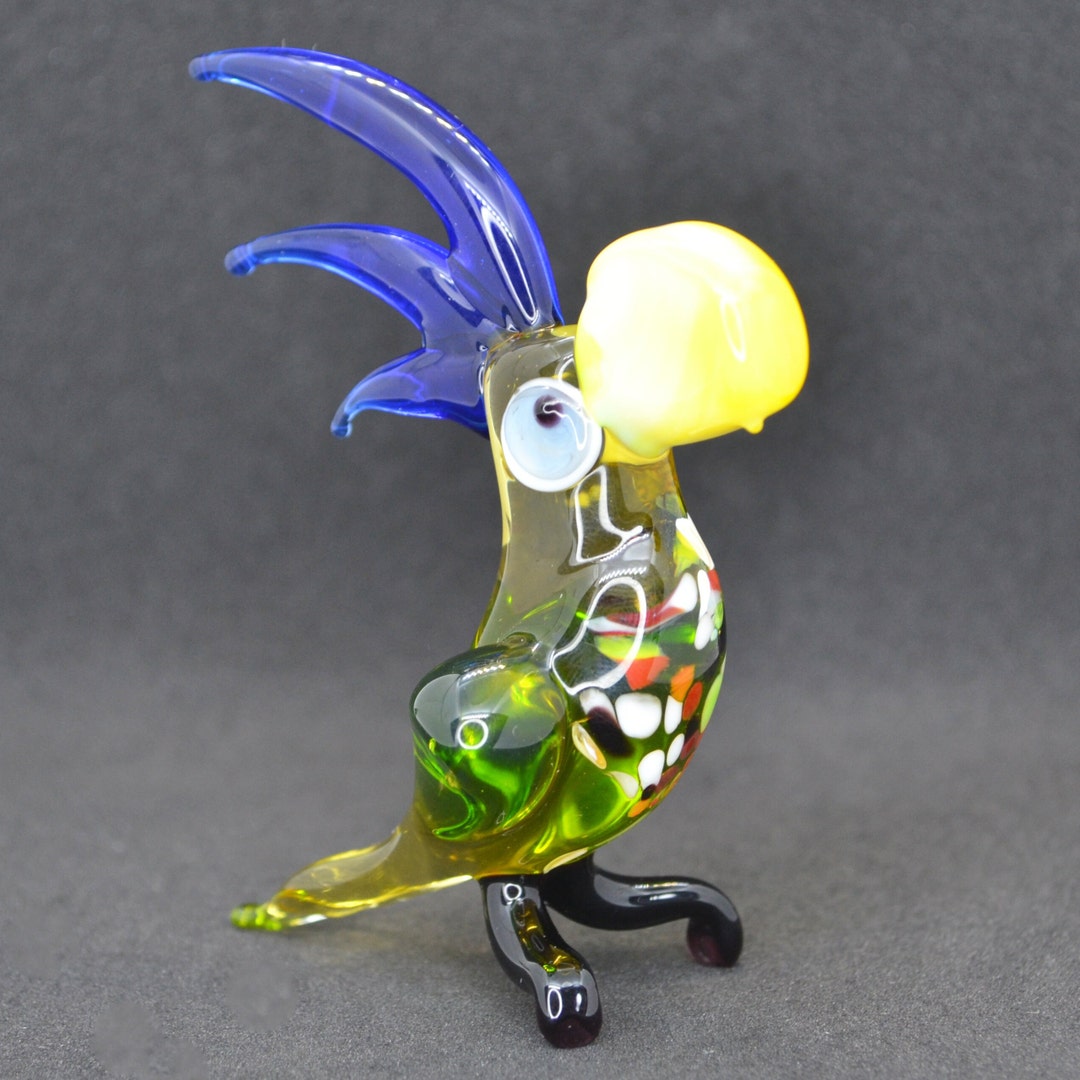 Glass Parrot Figurine Small Glass Parrot Sculpture Decorative Glass ...