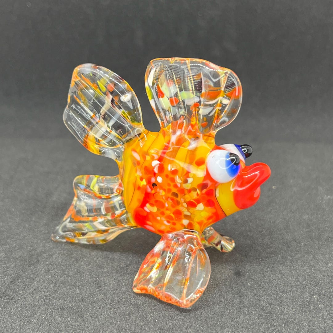 Orange Glass Fish Decor for Shelf - Blown Glass Fish Sculpture - Fish ...