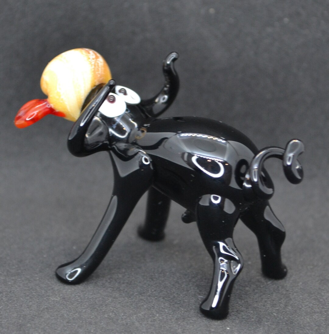 Glass Bull Figurine - Blown Glass Bull Sculpture - Collectible Bull ...