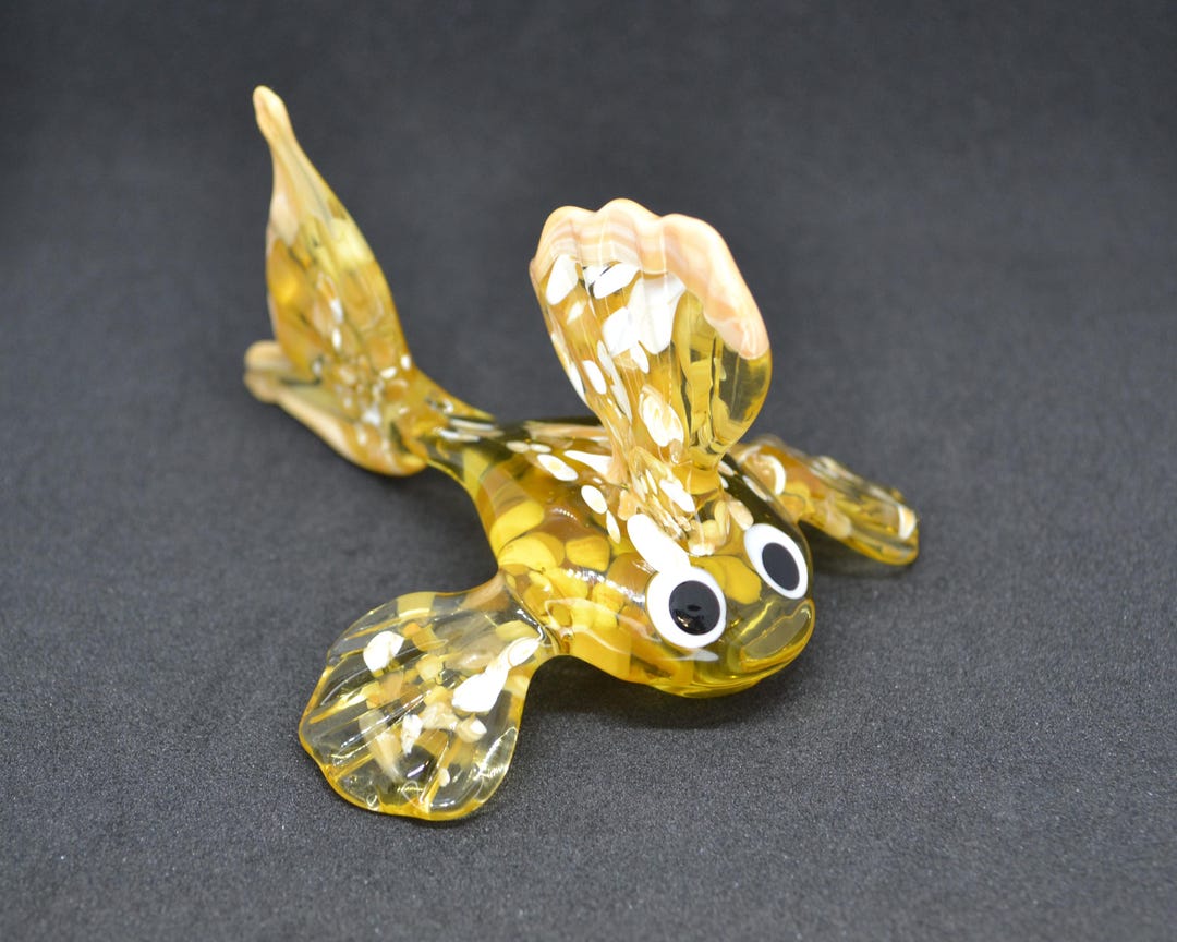 Yellow Glass Fish Sculpture - Glass Fish Ornament Miniatures - Blown ...