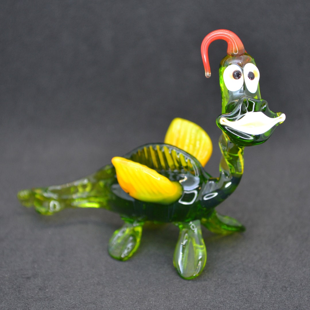 Glass Dragon Figurine - Blown Glass Dragon Statue - Decorative Glass ...