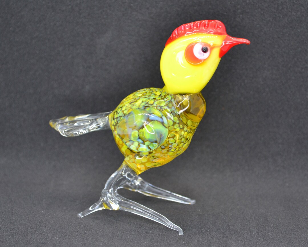 Art Glass Chicken Sculpture Blown Glass Chicken Figurine - Etsy