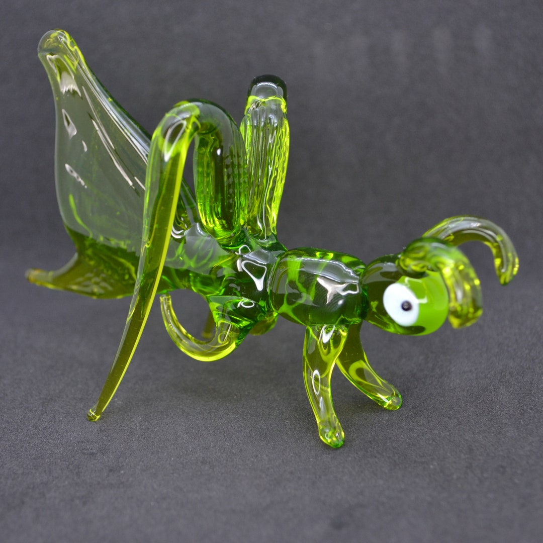 Glass Grasshopper Figurine - Blown Grasshopper Sculpture - Grasshopper ...