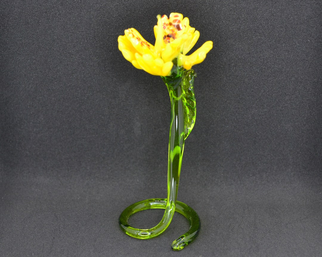 Yellow Glass Flower Sculpture Flower Gift for Lover Flower Gift for ...