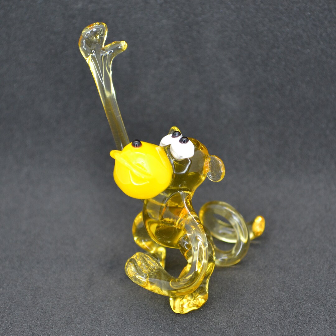 Blown Yellow Glass Monkey Figurine: Collectible Art Glass Sculpture - Etsy