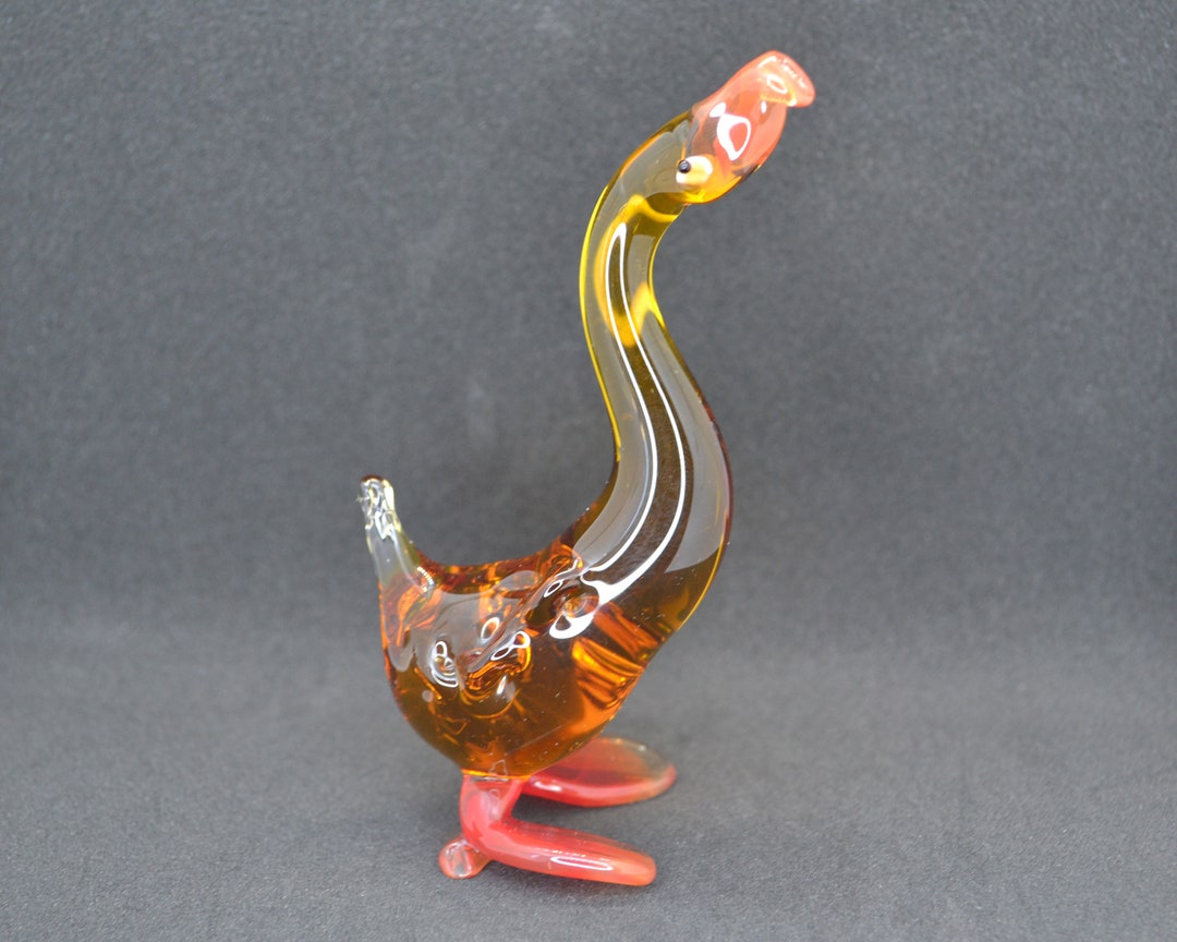 Handcrafted Glass Goose Sculpture - Goose Collectible - Glass Goose ...