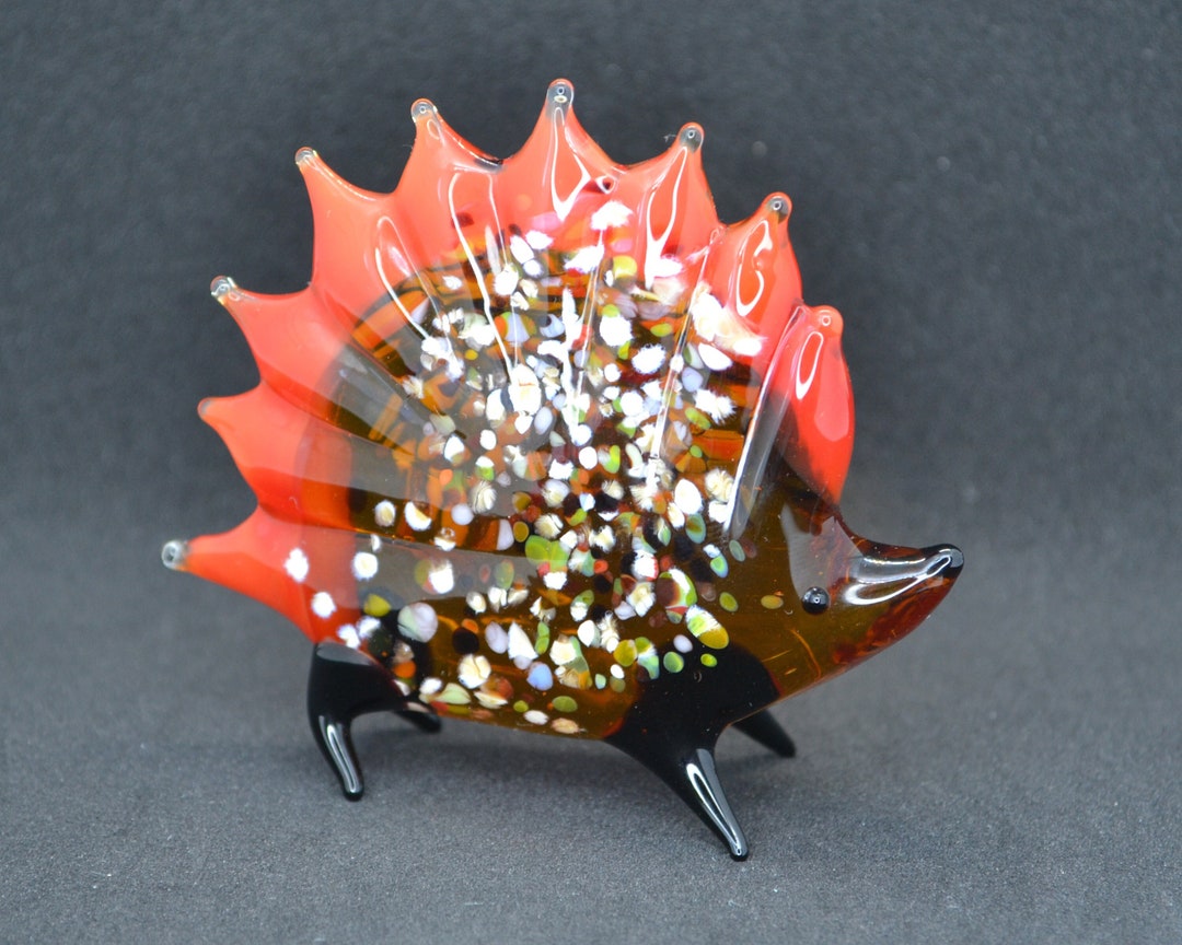 Red Glass Hedgehog Figurine - Collectible Glass Hedgehog Ornament ...