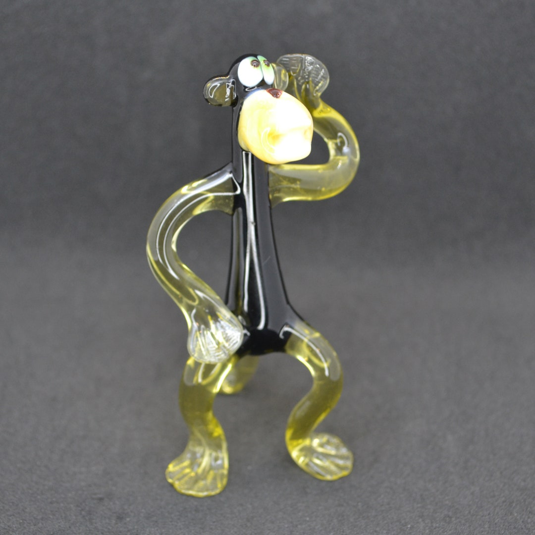 Black Glass Monkey Figurine Art Glass Monkey Statue Glass - Etsy