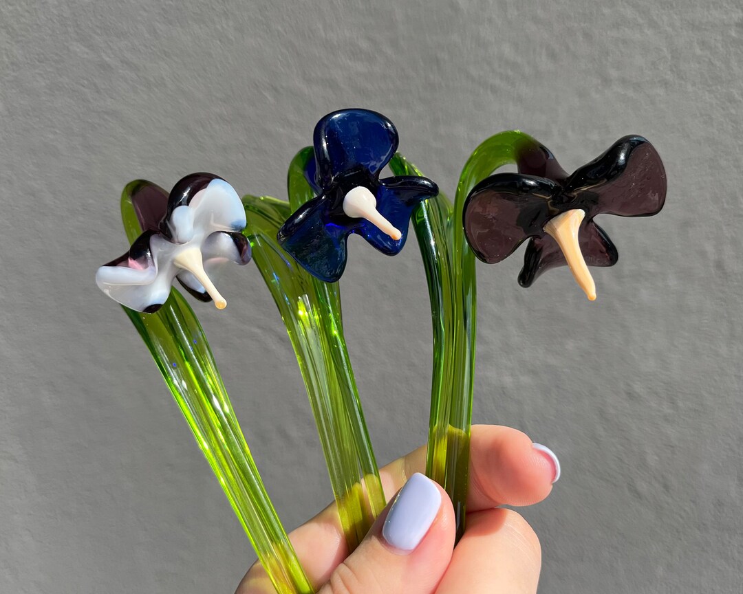 Glass Bell Flower Long Stem - Flower Anniversary Decor - Glass Bell ...