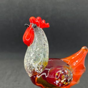 Murano Glass Chicken Figurine - Art Glass Chicken Sculpture ...
