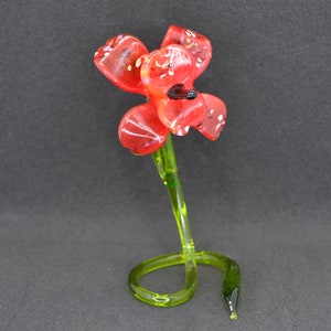 Red Glass Orchid Flower Sculpture - Orchid Flower Statue Gift Ideas ...