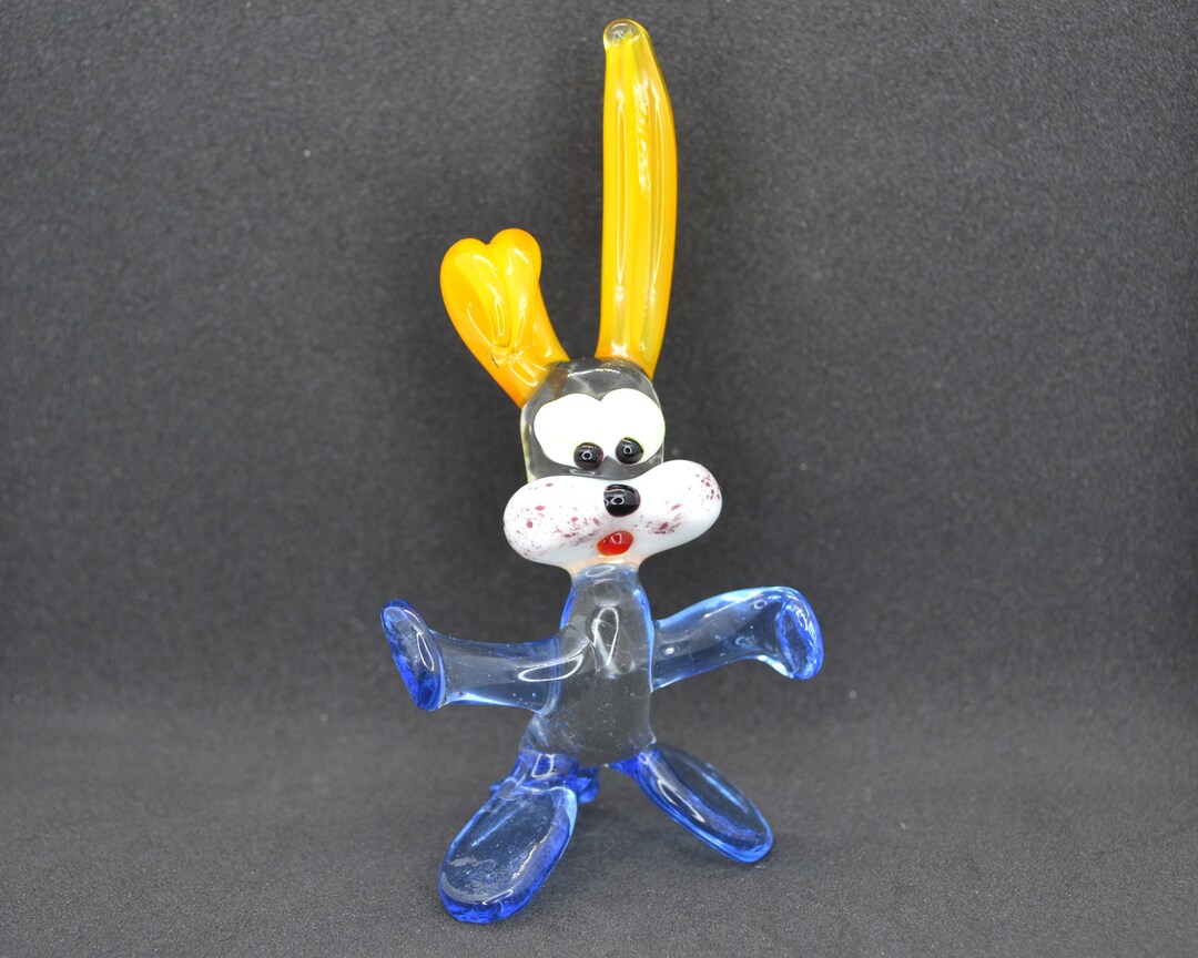 Blown Glass Rabbit Figurine - Art Glass Rabbit Ornament - Decorative ...