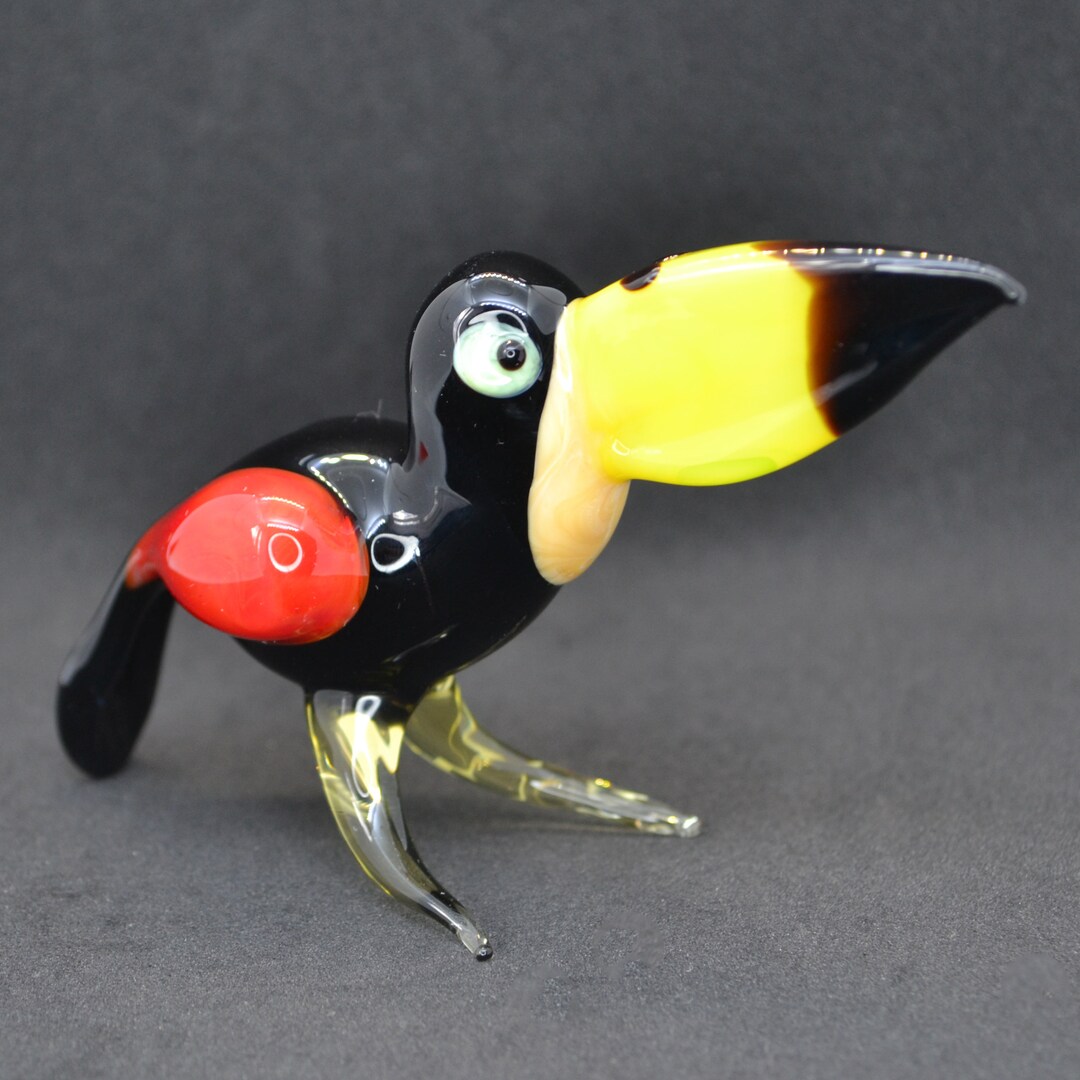 Glass Toucan Sculpture - Blown Glass Bird Statue - Glass Toucan ...