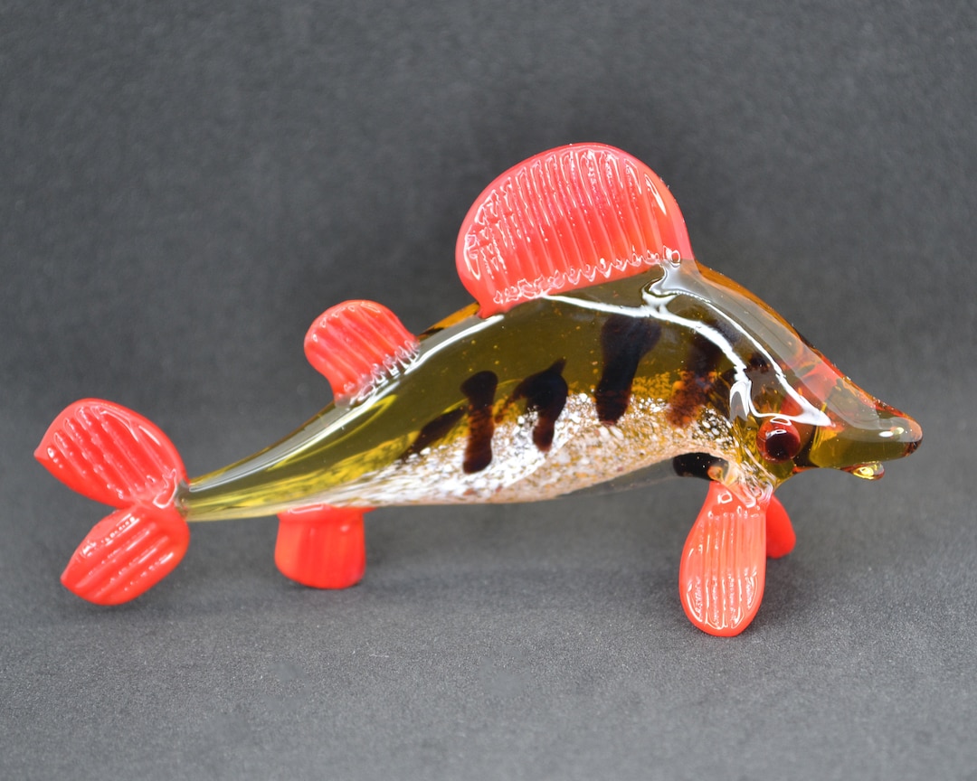 Blown Glass Perch Fish Sculpture Yellow Glass Perch Fish - Etsy