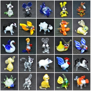 Tiny Glass Animal Figurines: Miniature Ornament Set (25 Pc) - Etsy