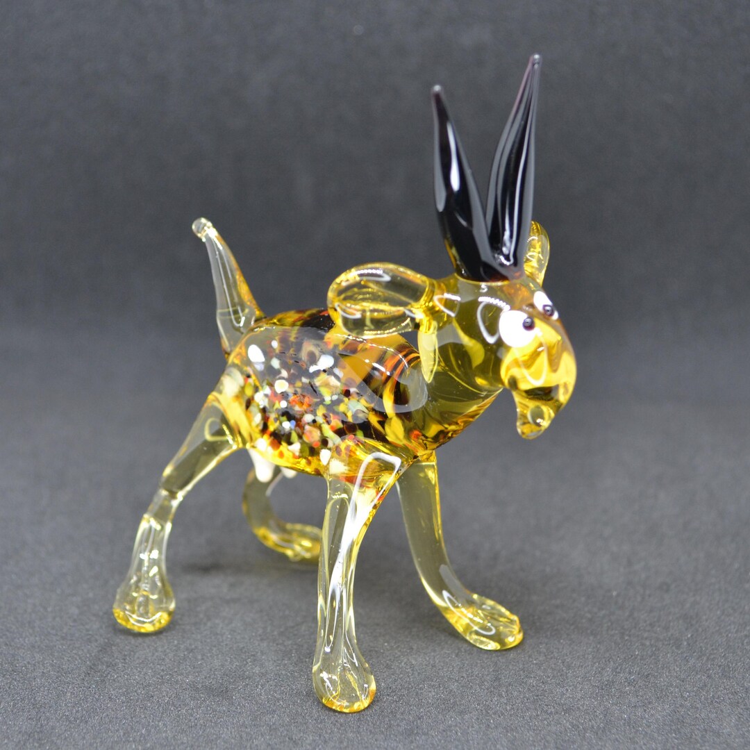Glass Goat Desk Decor - Goat Glass Ornaments - Yellow Glass Goat ...