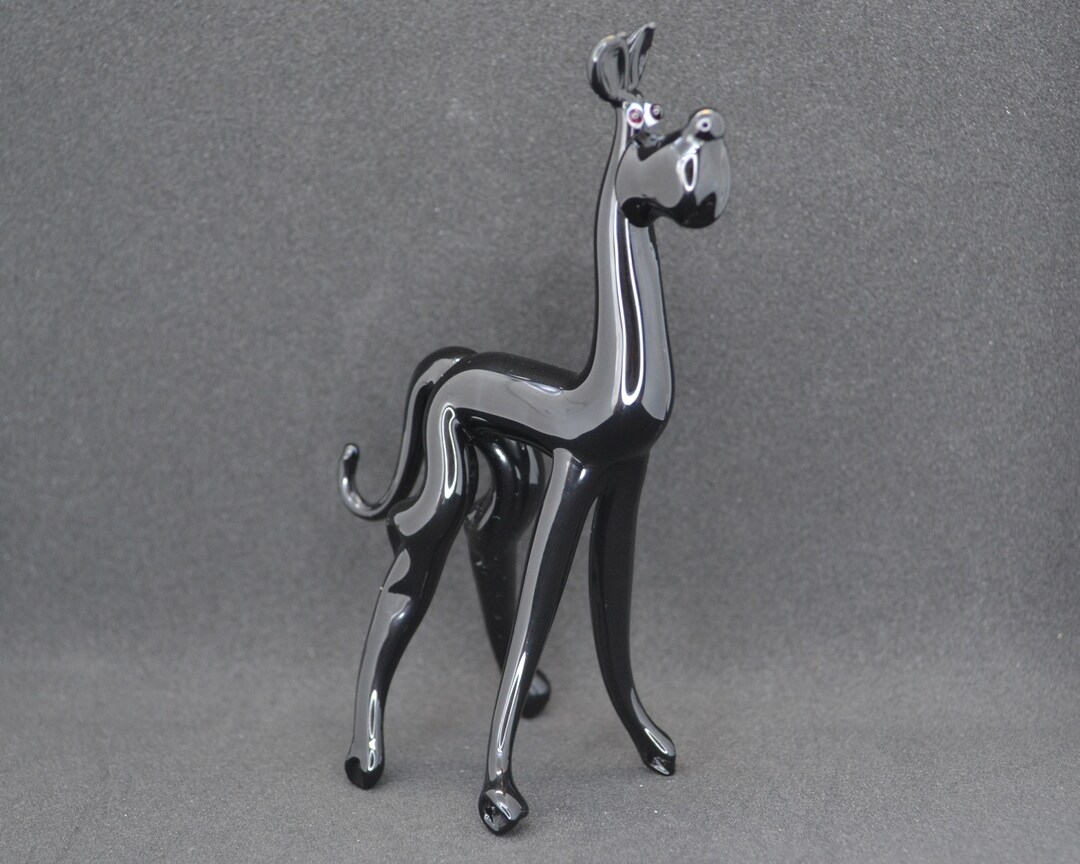 Glass Dog Figurine - Black Glass Dog Ornament - Glass Dog Statue for ...