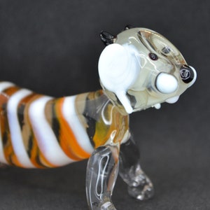 Glass Tiger Figurine - Tiger Sculpture - Handcrafted Glass Tiger ...