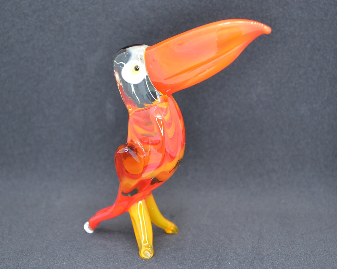 Glass Toucan Figurine - Glass Toucan Sculpture - Blown Glass Bird ...