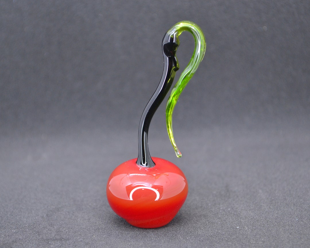 Glass Cherry Sculpture - Blown Glass Cherry Figurine - Handcrafted ...