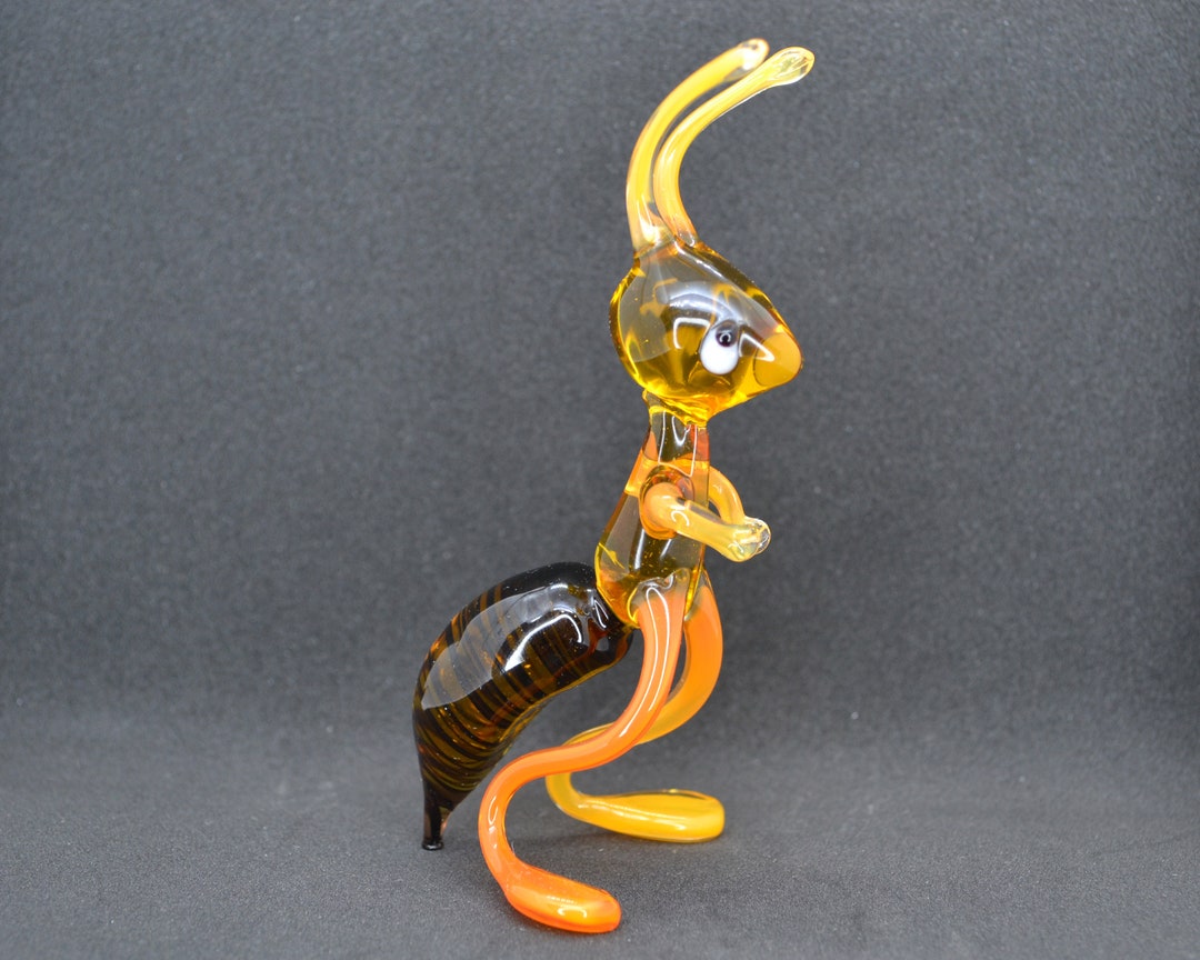 Glass Ant Figurine - Collectible Glass Ant Sculpture - Orange Ant ...