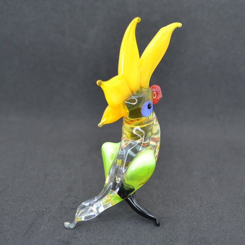 Glass Parrot Figurine Home Decor - Yellow Glass Parrot Sculpture ...