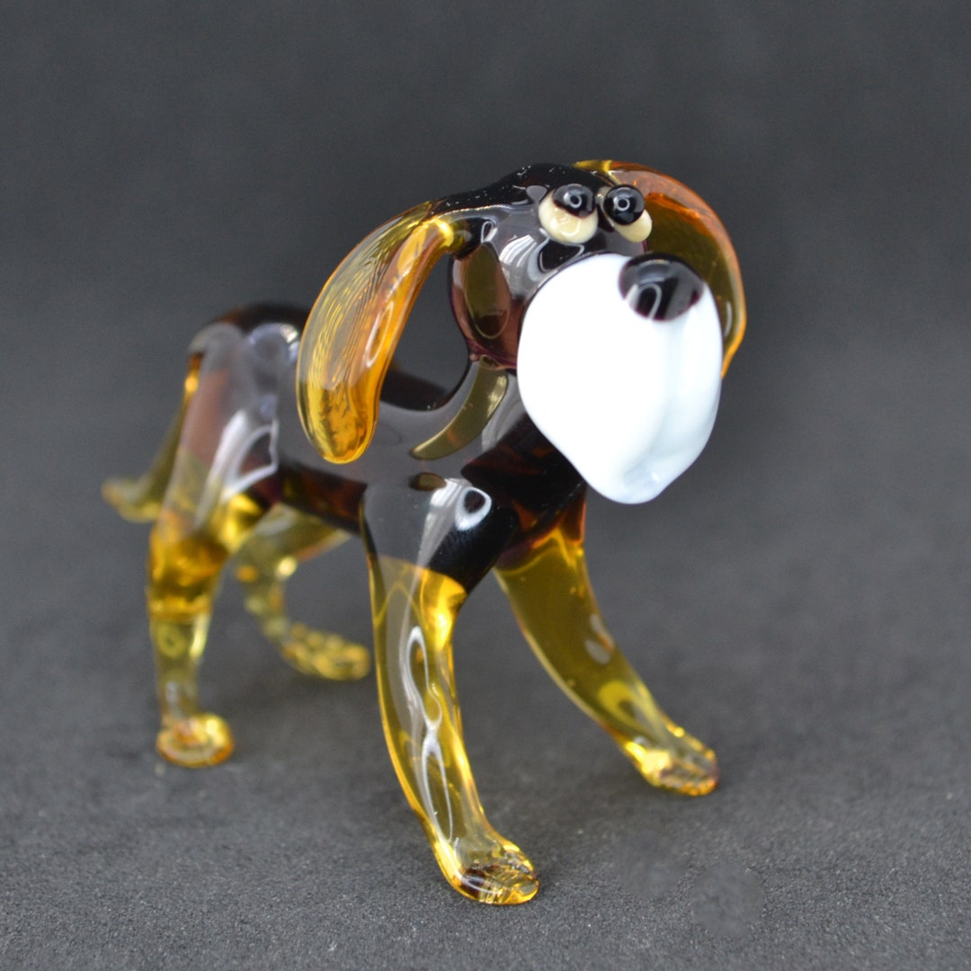 Purple Glass Dog Ornament - Small Glass Dog Figurine - Tiny Glass Dog ...