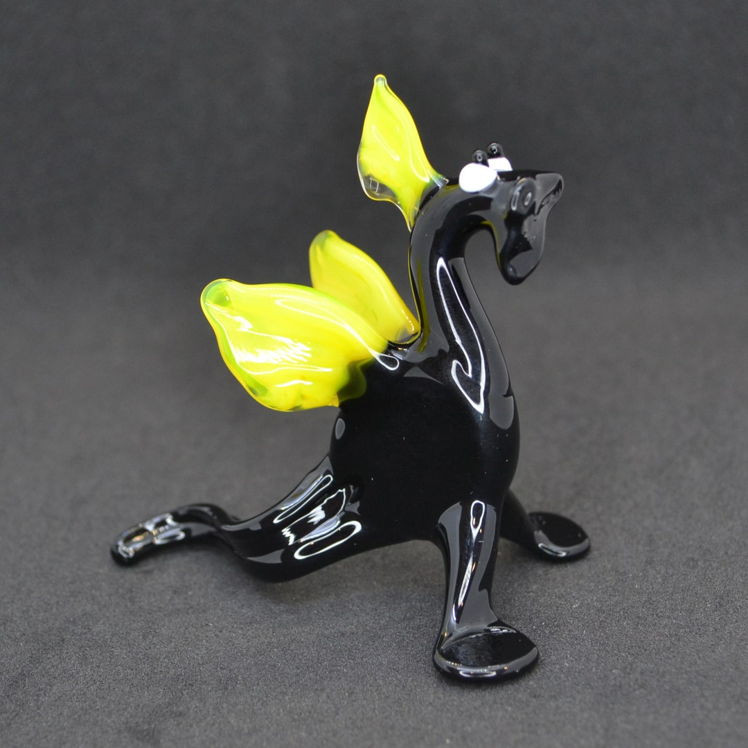 Decorative Black Glass Dragon Sculpture - Collectible Dragon Statue ...