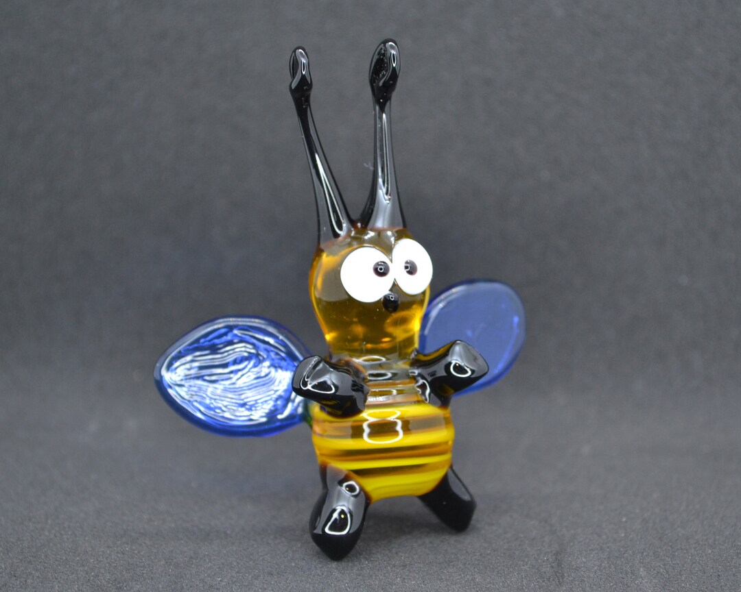 Glass Bee Sculpture Blue Glass Bee Collectible Gift - Etsy