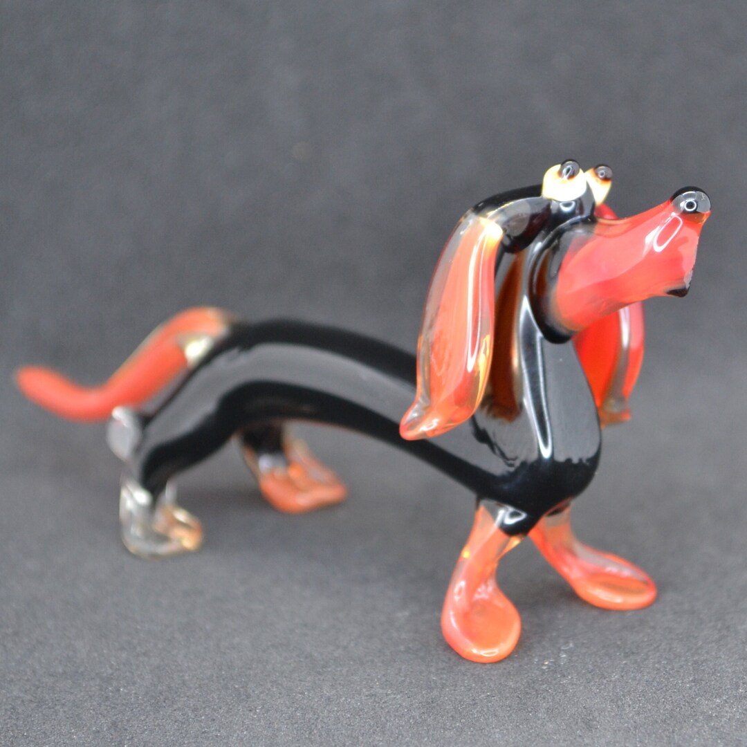 Black Glass Dachshund - Large Glass Dog Ornament - Dachshund Ofice ...