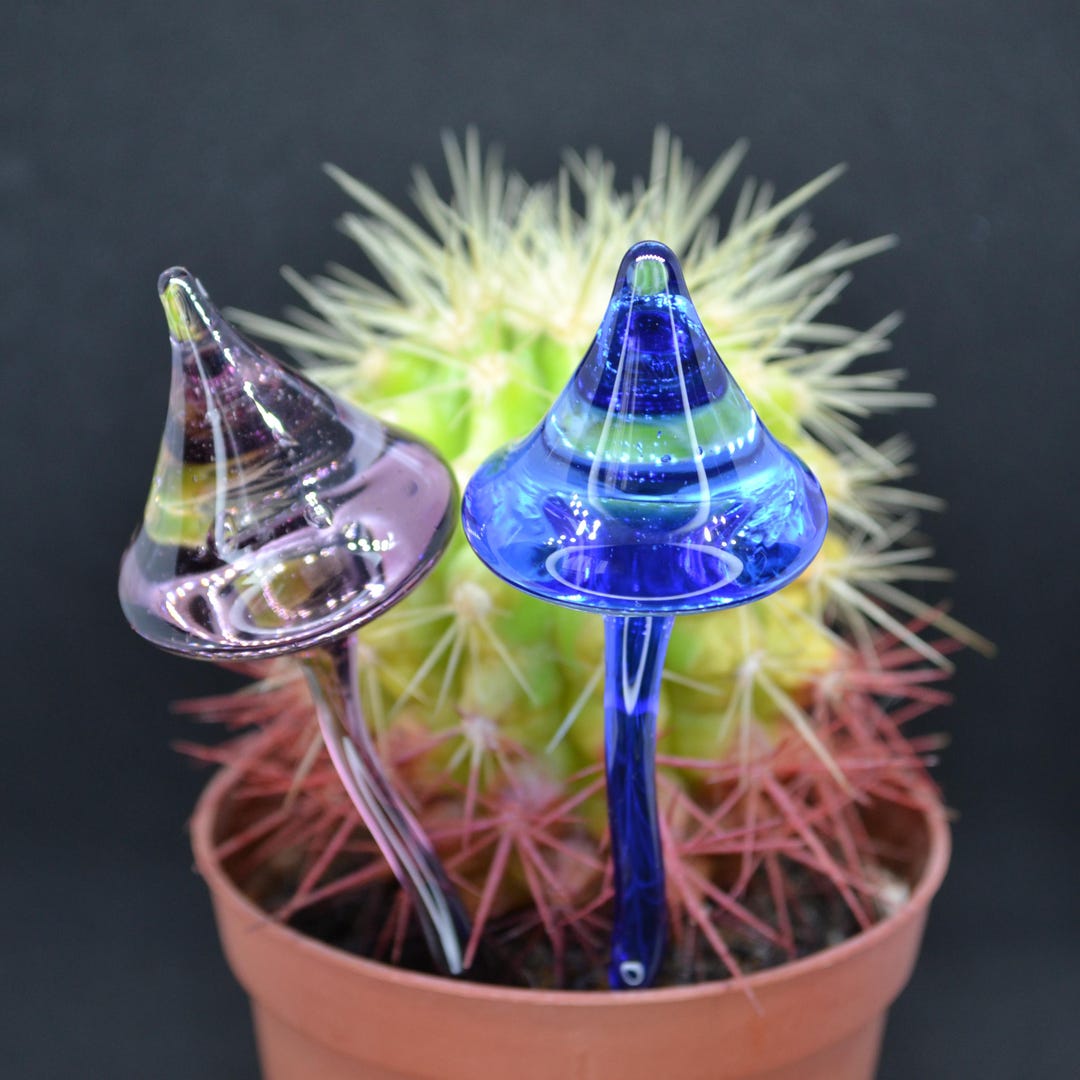 Estacas de hongo de vidrio azul y morado - Figura de hongo de vidrio ...