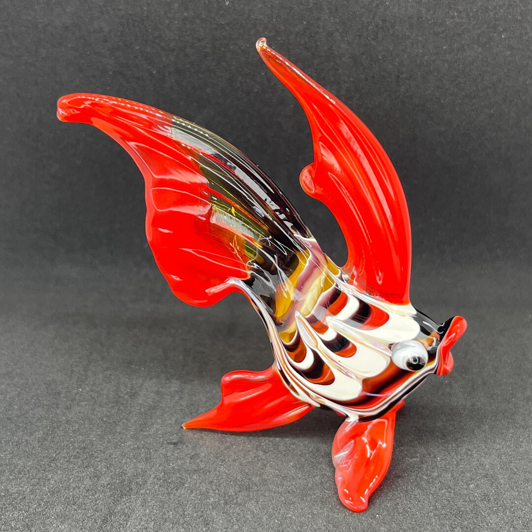 Red Glass Fish Figurine - Glass Fish Sculpture - Decorative Glass Fish ...