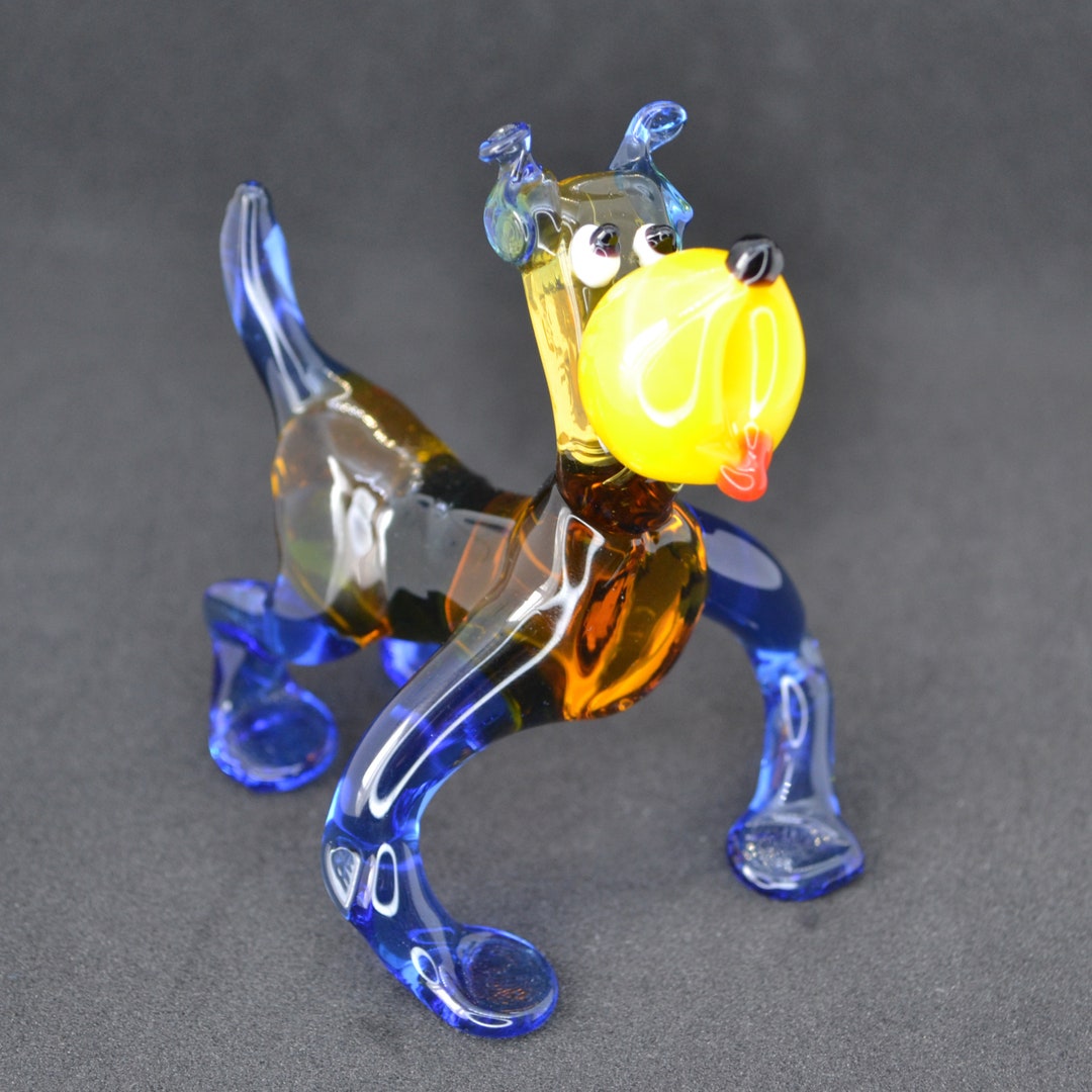 Glass Bulldog Figurine - Glass Dog Collectible Sculpture - Decorative ...