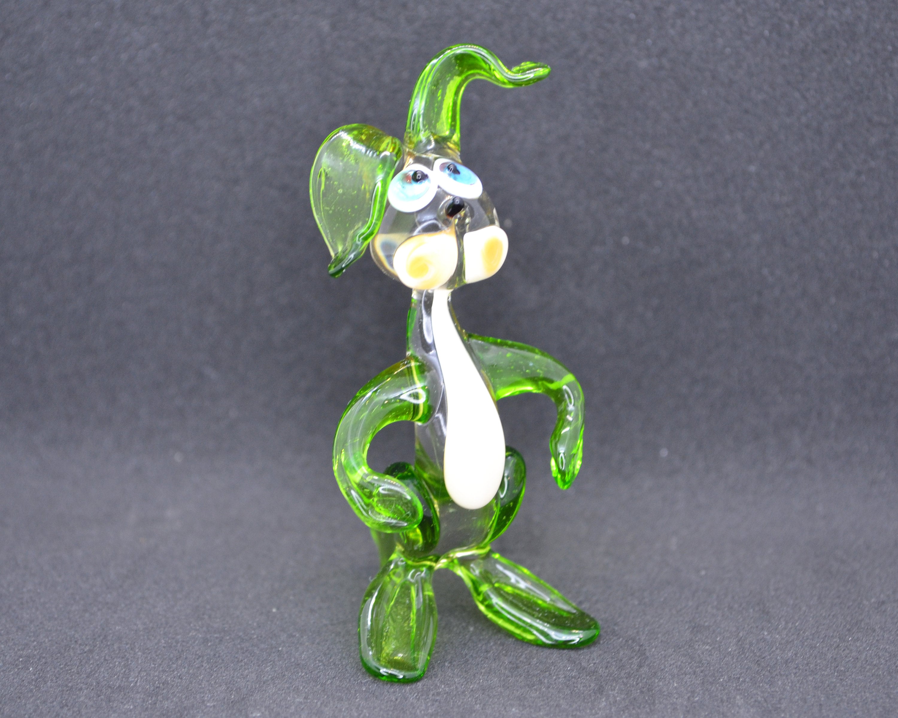 Decorative Glass Bunny Sculpture Green Glass Rabbit Figurine - Etsy