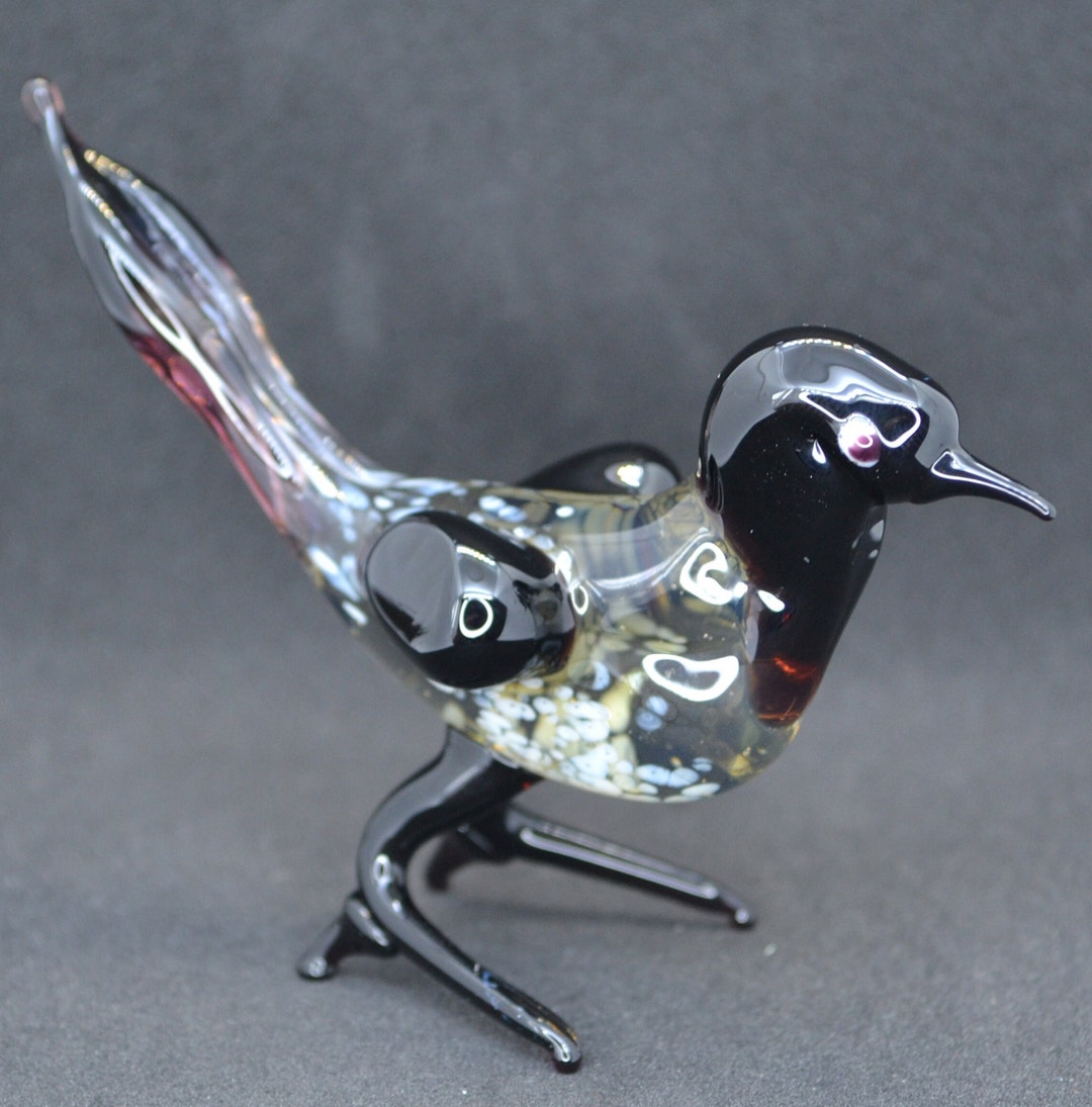 Glass Magpie Figurine Handcrafted Glass Magpie Sculpture Decorative ...