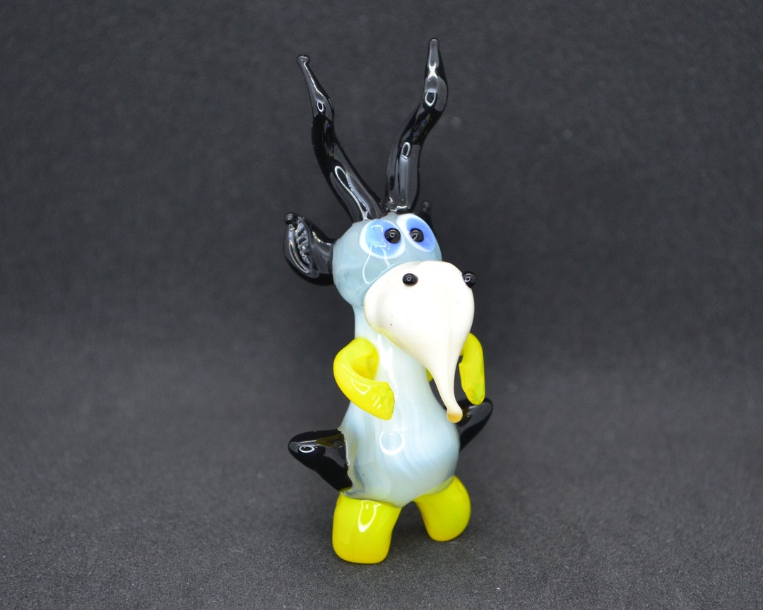 Blown Glass Goat Statue - Goat Desk Decoration - White Goat Ornaments ...