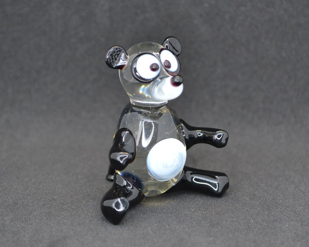 Blown Glass Panda Figurine: Murano Style Panda Sculpture - Etsy