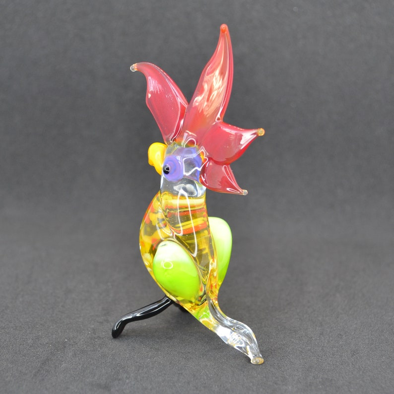 Red Glass Parrot Figurine - Glass Parrot Decorative Sculpture - Blown ...