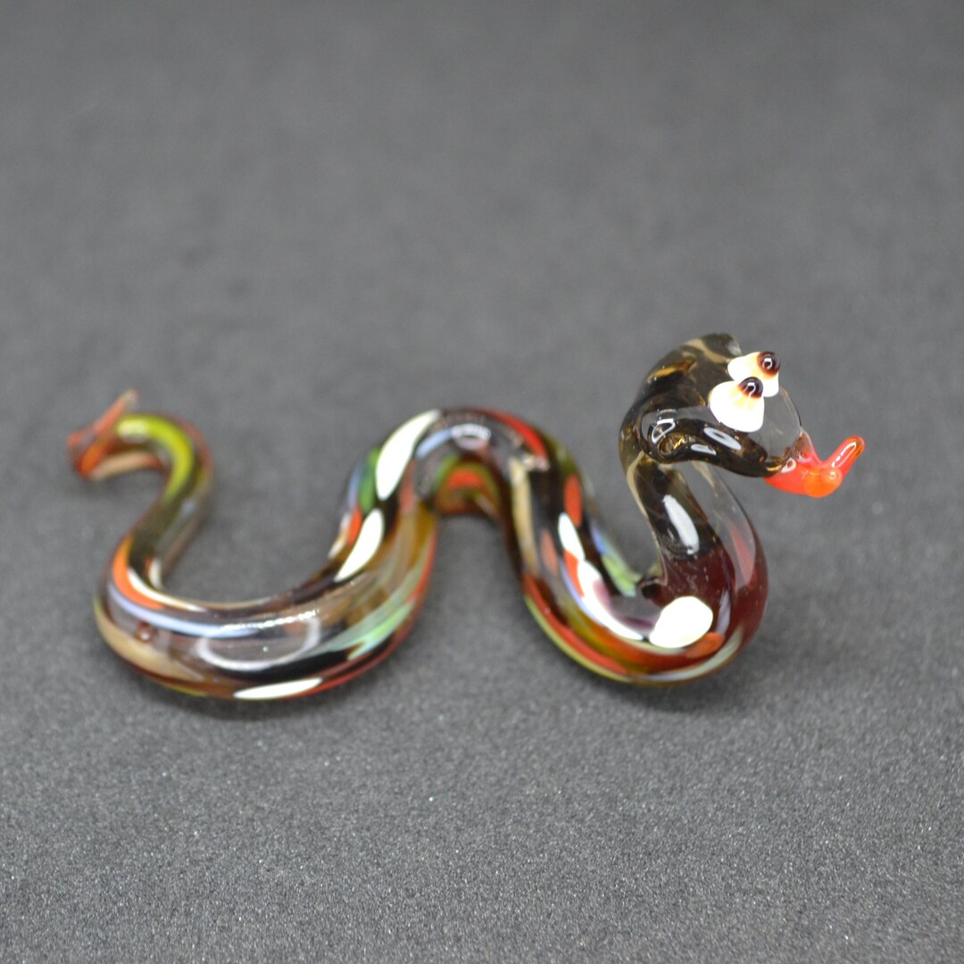 Glass Snake Figurine - Glass Snake Statue - Black Glass Cobra Sculpture ...
