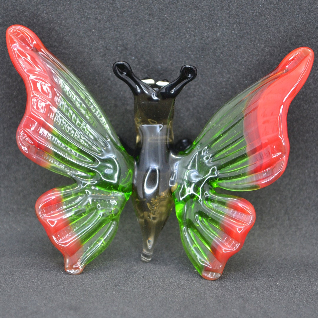 Green Glass Butterfly Paperweight - Glass Butterfly Home Decor Ornament ...