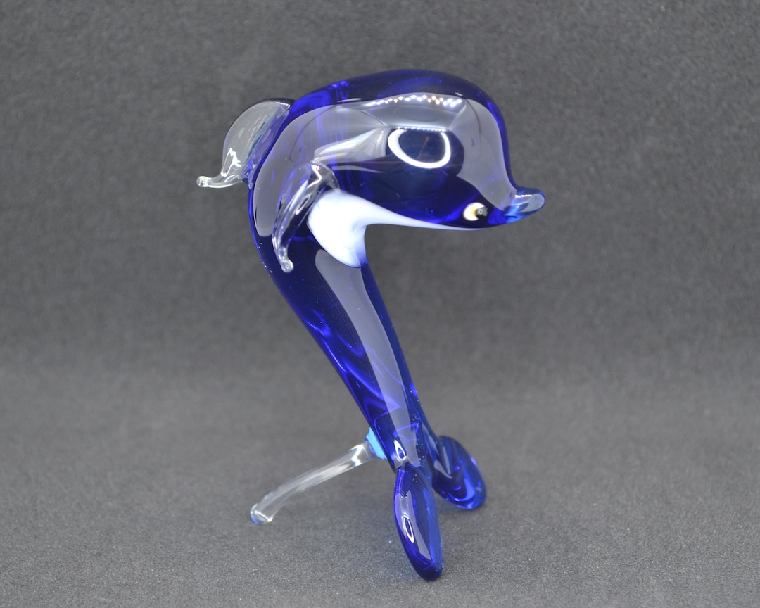 Dolphin Glass Paperweight Sculpture - Glass Dolphin Statue Gifts ...