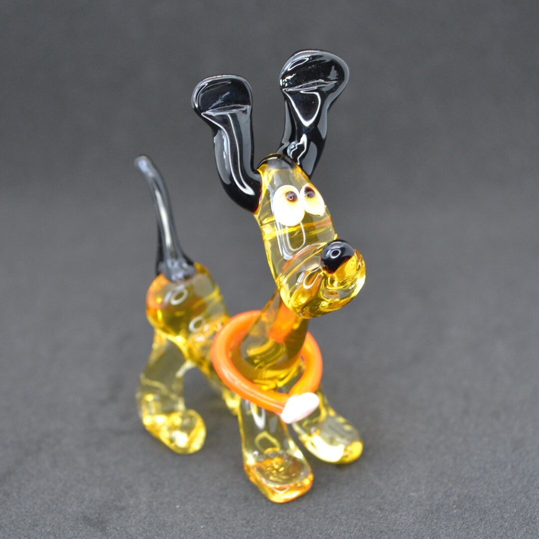 Collectible Glass Dog Statue - Blown Glass Dog Figurine - Yellow Glass ...