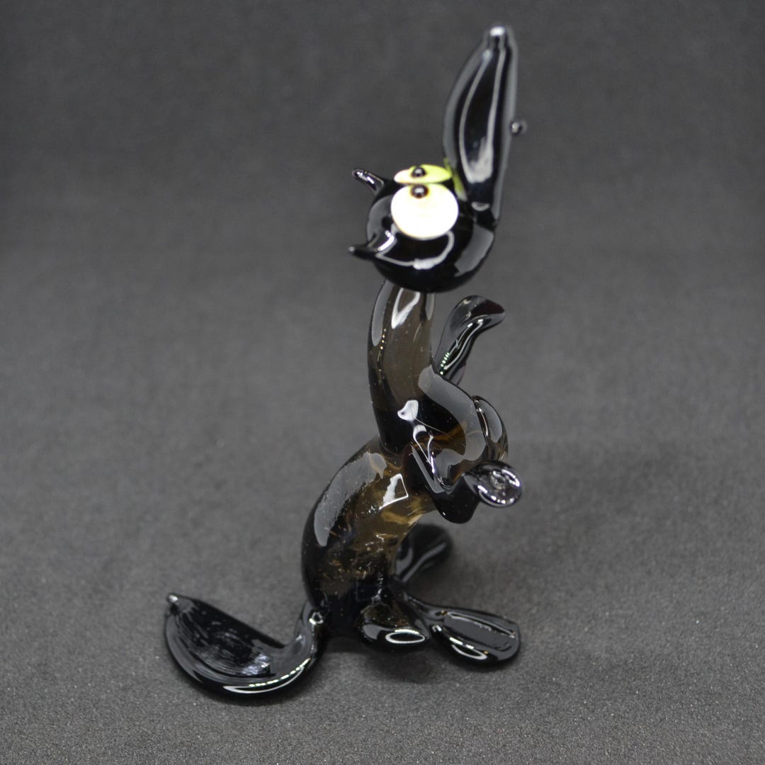 Glass Wolf Sculpture - Collectible Glass Wolf Statue - Blown Glass Wolf ...