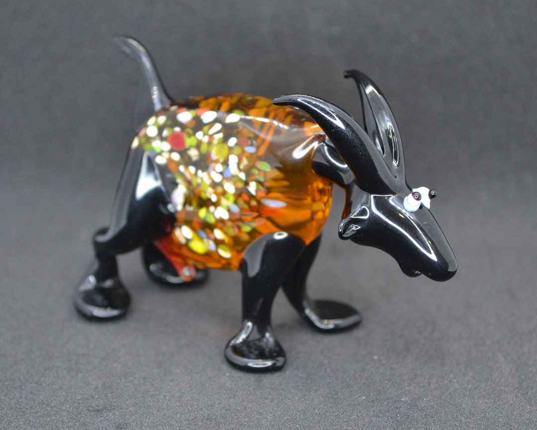 Art Glass Goat Figurine - Black Goat Scupture - Blown Glass Goat Statue ...