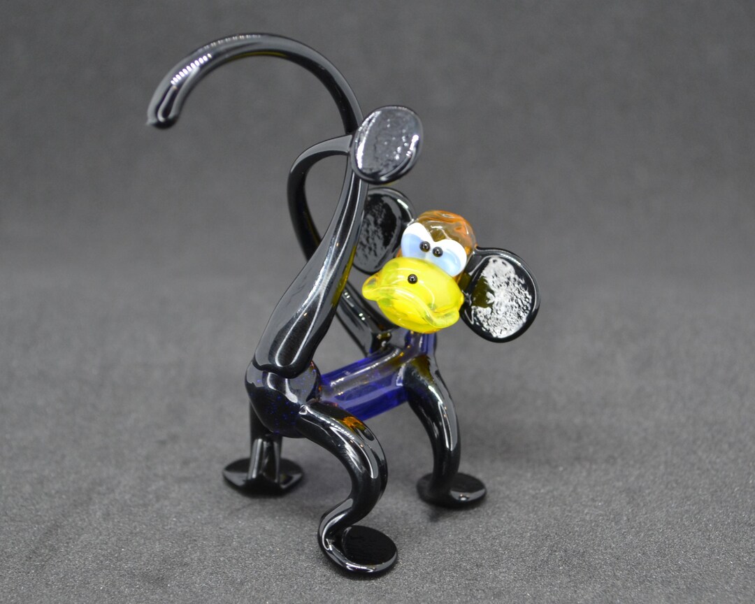 Handmade Black Art Glass Monkey Figurine - Collectible Statue - Etsy