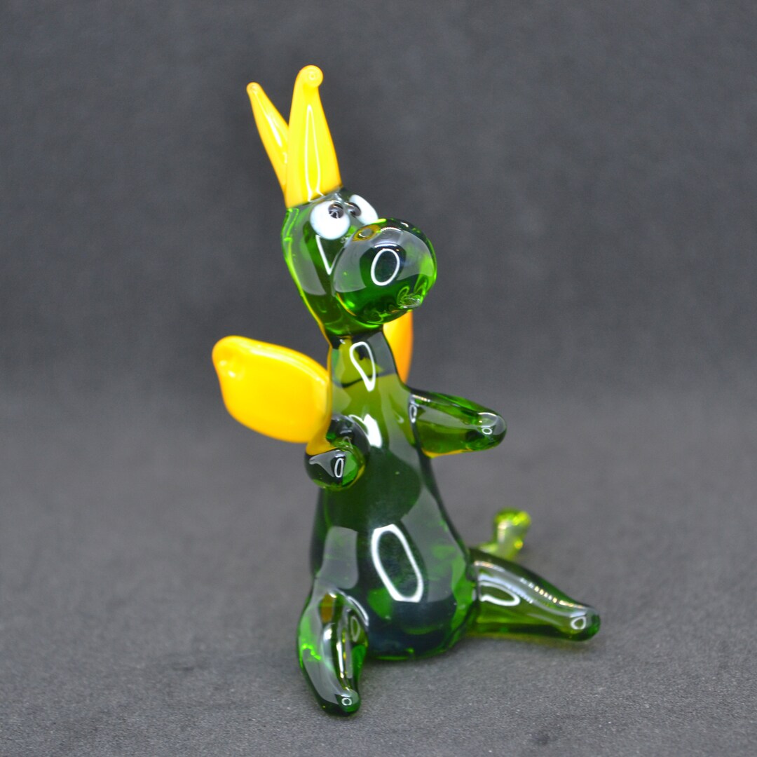 Glass Dragon Figurine - Blown Glass Dragon Ornament - Decorative Blown ...