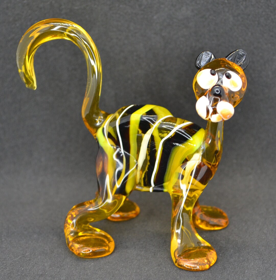 Glass Tabletop Tiger - Handcrafted Glass Tiger - Collectible Tiger ...
