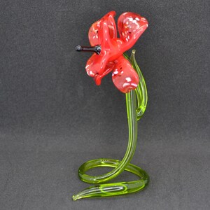 Red Glass Orchid Flower Sculpture - Orchid Flower Statue Gift Ideas ...