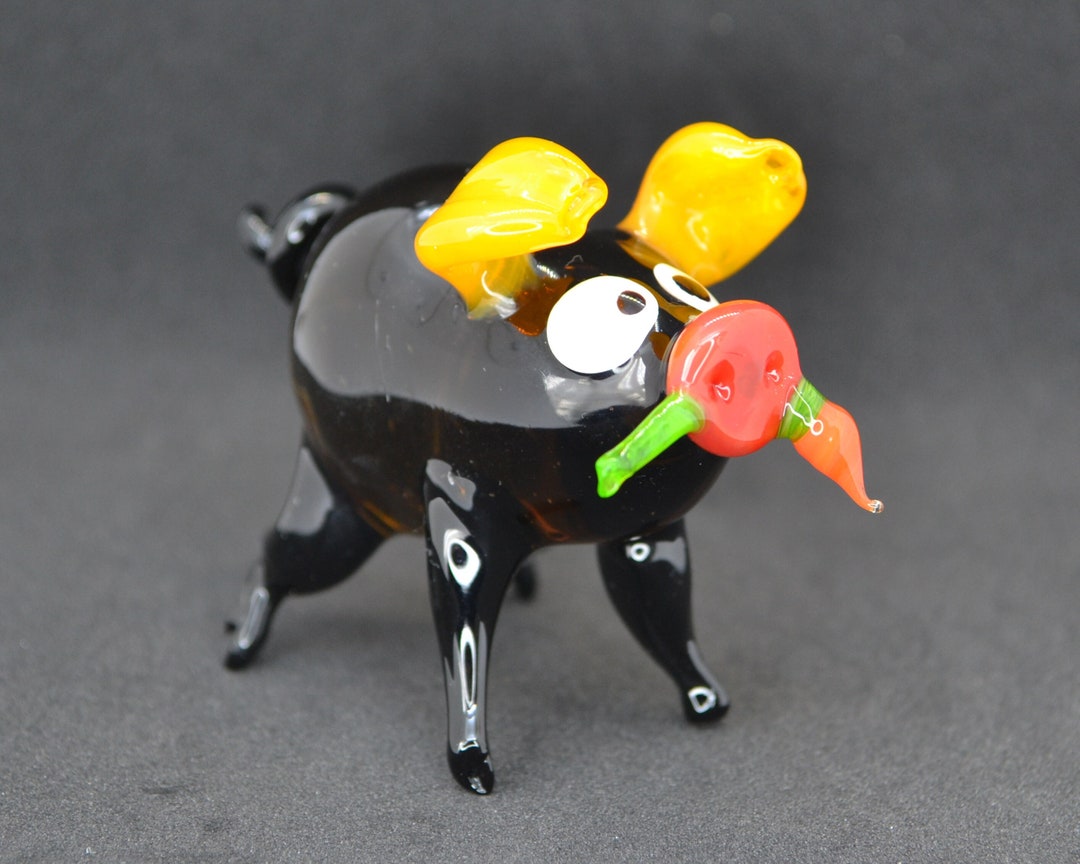 Glass Pig Statue - Glass Pig Table Decor - Blown Glass Pig Animal ...